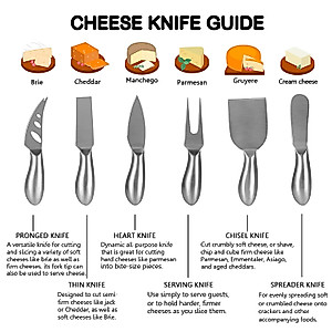 Cheese Knife Set, Esup Premium 6-Piece Stainless Steel Cheese knives Set with Gift Box for Weddings, Housewarming, Anniversaries, Birthday and Christmas