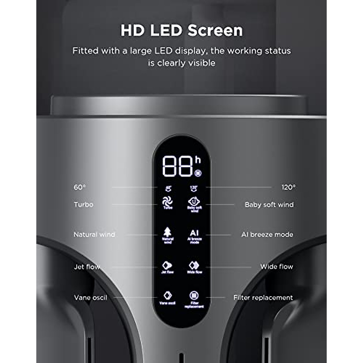 AIRMATE Bladeless Fan & HEPA Filter Air Purifier 2in1 with Remote, Silent 45”Oscillating Pedestal Fan, 5 Modes 24 Speeds, LED Display, 15H Timer, Auto Off, Portable Tower Fan for Bedroom Home Office