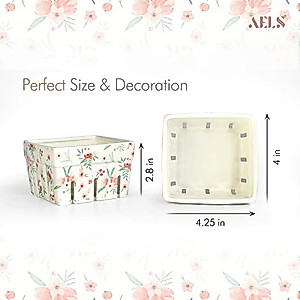 AELS Ceramic Berry Basket, Farmhouse Fruit Bowl Container for Fruit & Vegetables, Farmers Market, Pink Floral Pattern, Kitchen Decor, Stoneware Harvest Bowls, Set of 4