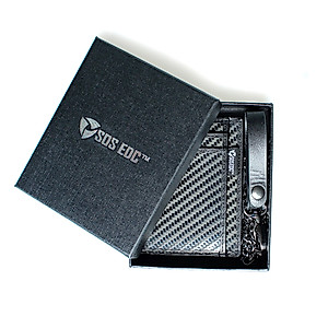 Minimalist Carbon Fiber RFID Blocking Anti-Theft Wallet w/Removable Chain