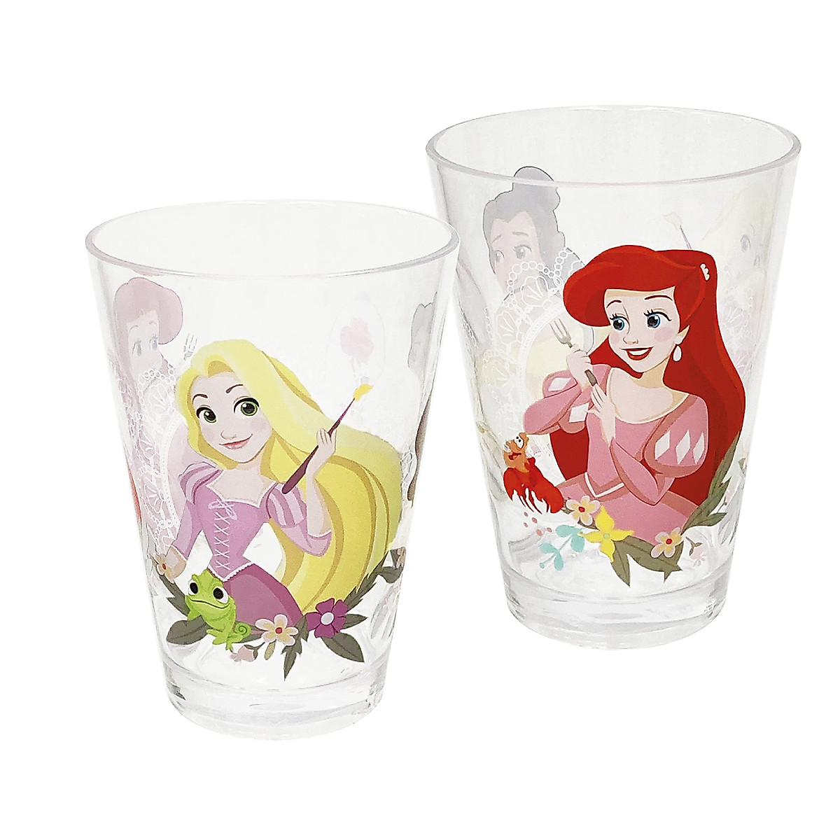 Zak Designs Disney Princess Dinnerware Set Includes Embossed Plate, Bowl, and Tumbler, Made of Durable Plastic Material and Perfect for Kids (3 Piece Set, Ariel & Belle & Rapunzel)