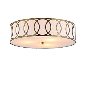 JONATHAN Y JYL3503A Aubrey 3-Light 15.5" Metal LED Flush Mount Contemporary,Transitional Dimmable, 2700K Cozy Warm Light, for Kitchen,Hallway,Bathroom,Stairwell, Brass Gold