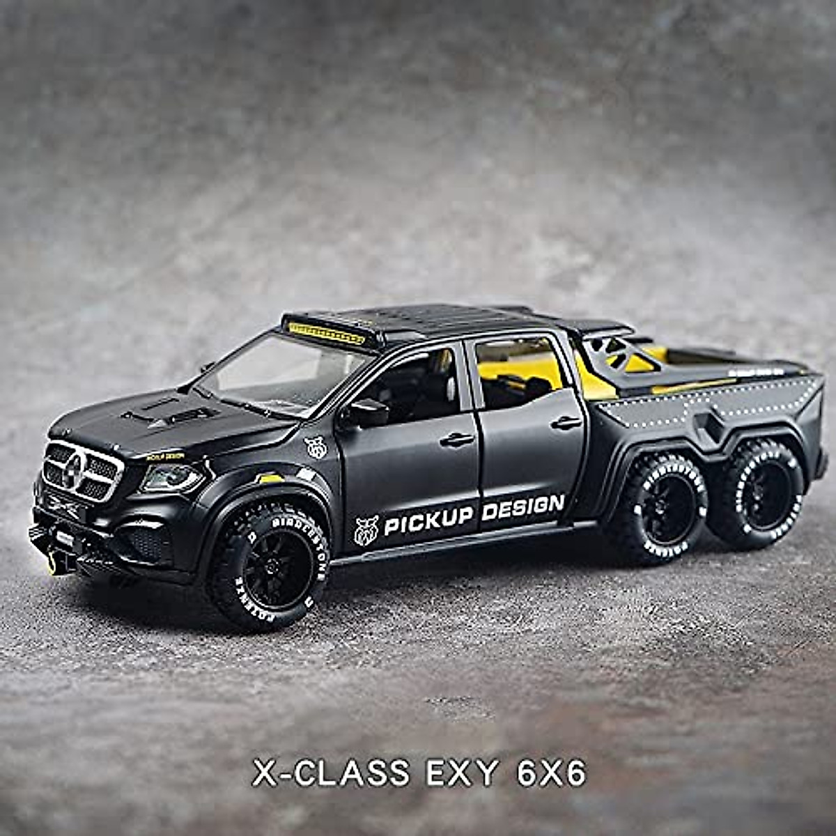 Simulation Alloy Car Modle Pickup 1/28 Metal Toy Car Sound Light Pull Back Model Toys for Boys Light Toys (Black)