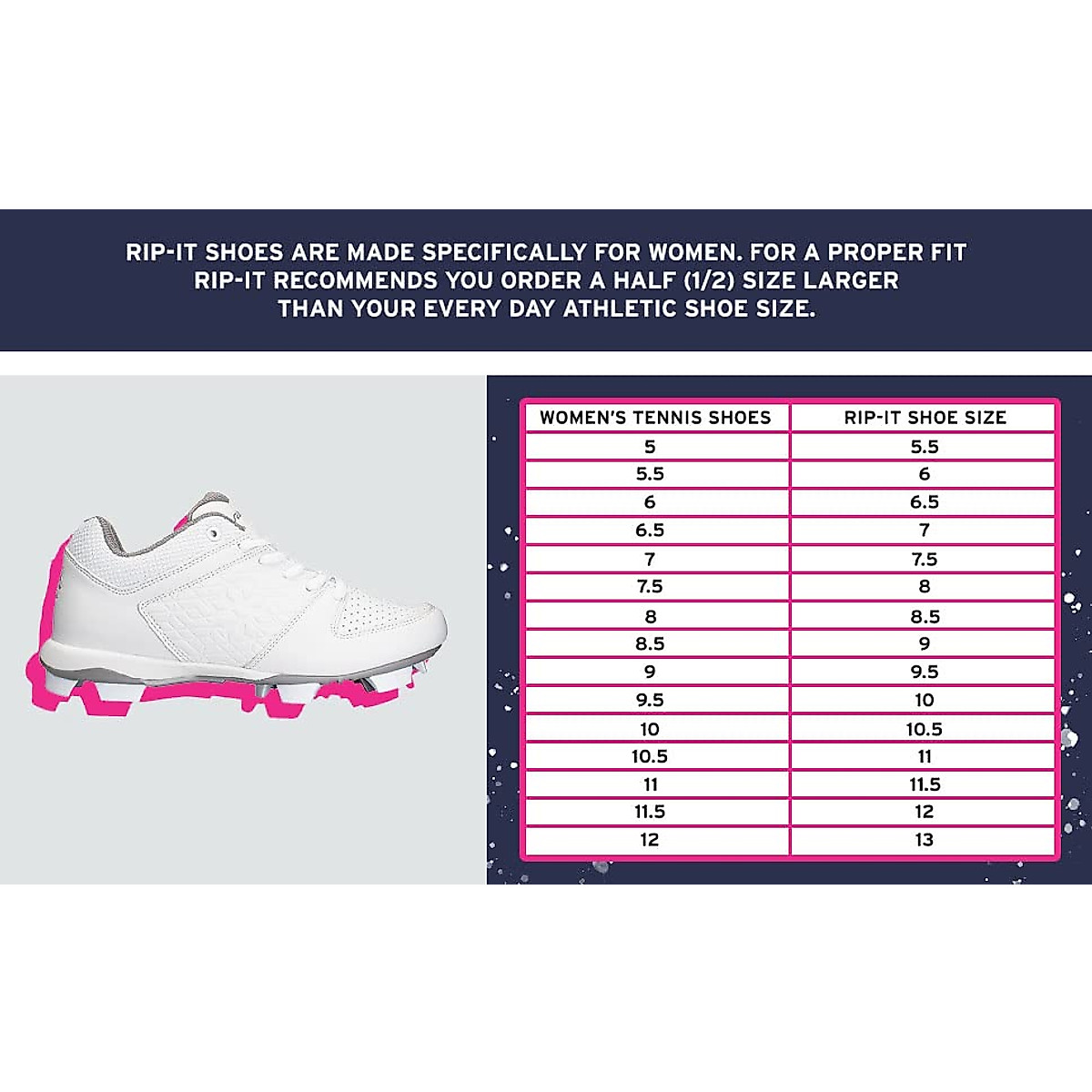 RIP-IT | Women's Diamond Softball Cleat | Size 9 | White