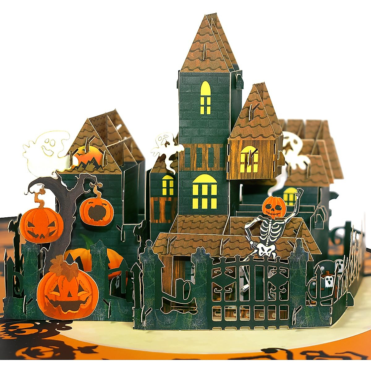 CNLITIHEKA Spooky Castle Halloween Cards, Halloween Pop Up Cards, 3D Halloween Greeting Cards for Kids, Family, Friends.