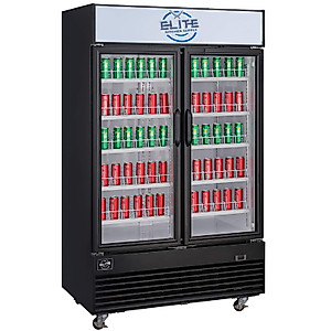 Elite Kitchen Supply Commercial ETL NSF 47" 34.4 cu. ft. Display Merchandiser Refrigerator with Glass Doors in Black