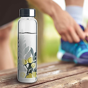 Reeho Borosilicate Glass Water Bottle, Sports Glass Drinking Bottle with Neoprene Sleeve and Stainless Steel Lid 16oz / 32oz