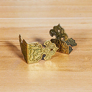 GTHER 12PCS Vintage Decorative Box Edge Corner Cover Guard Protector with Screws for Wooden Jewelry Box Case Photo Frame Chest Trunk Table Cabinet Furniture