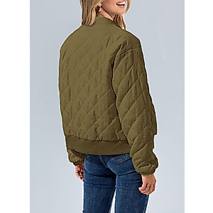 PRETTYGARDEN Women's 2024 Winter Trendy Jackets Button Down Long Sleeve Padded Warm Outerwear Fashion Coats with Pockets (Army Green,Small)