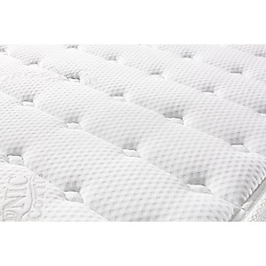 HomeLife Oliver Smith 14-Inch California King Mattress - Plush Euro Pillow Top, Organic Cotton Cover, Cooling Memory Foam & Pocketed Coils, Green Foam Certified, Medium Plush White