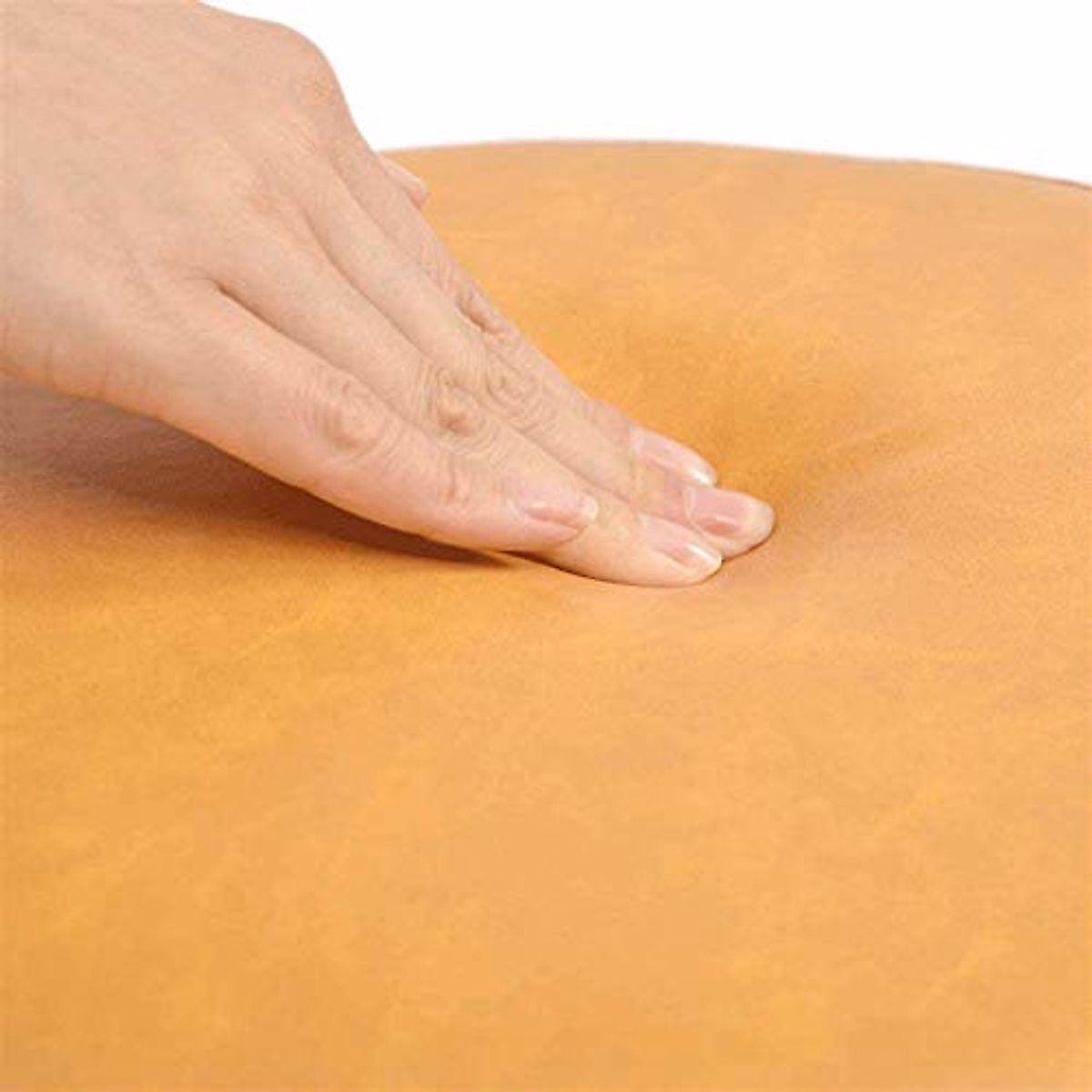 LUNEZY Footstools, Pouffe Stool, Round Chest Padded Footstool PU Leather Pouffe Chair Bed End Bench Shoe Bench Milking Stool Small Foot Rest Stool Low Stools (Color : Beige, Size : 29×35)