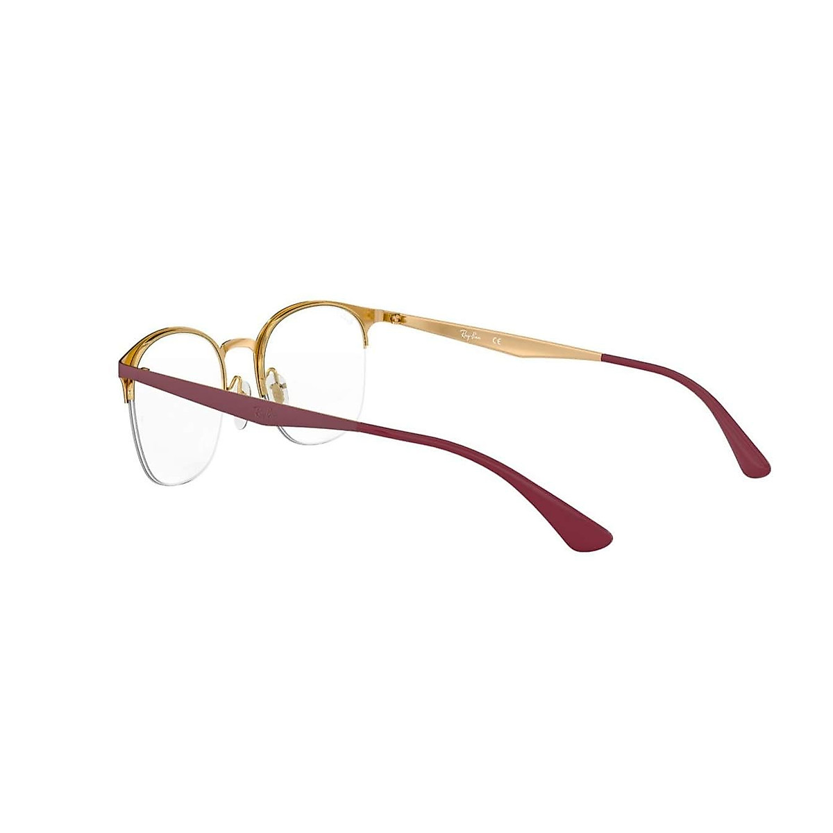 Ray-Ban RX6422 Square Prescription Eyeglass Frames, Matte Bordeaux On Rose Gold/Demo Lens, 49 mm