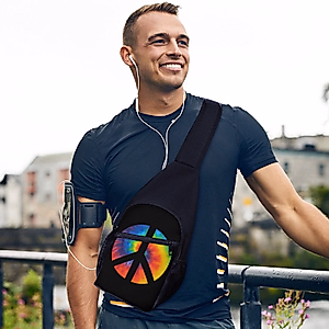FunnyStar Tie Dye Peace Sign Sling Bag Crossbody Backpack Shoulder Chest Daypack For Travel Hiking
