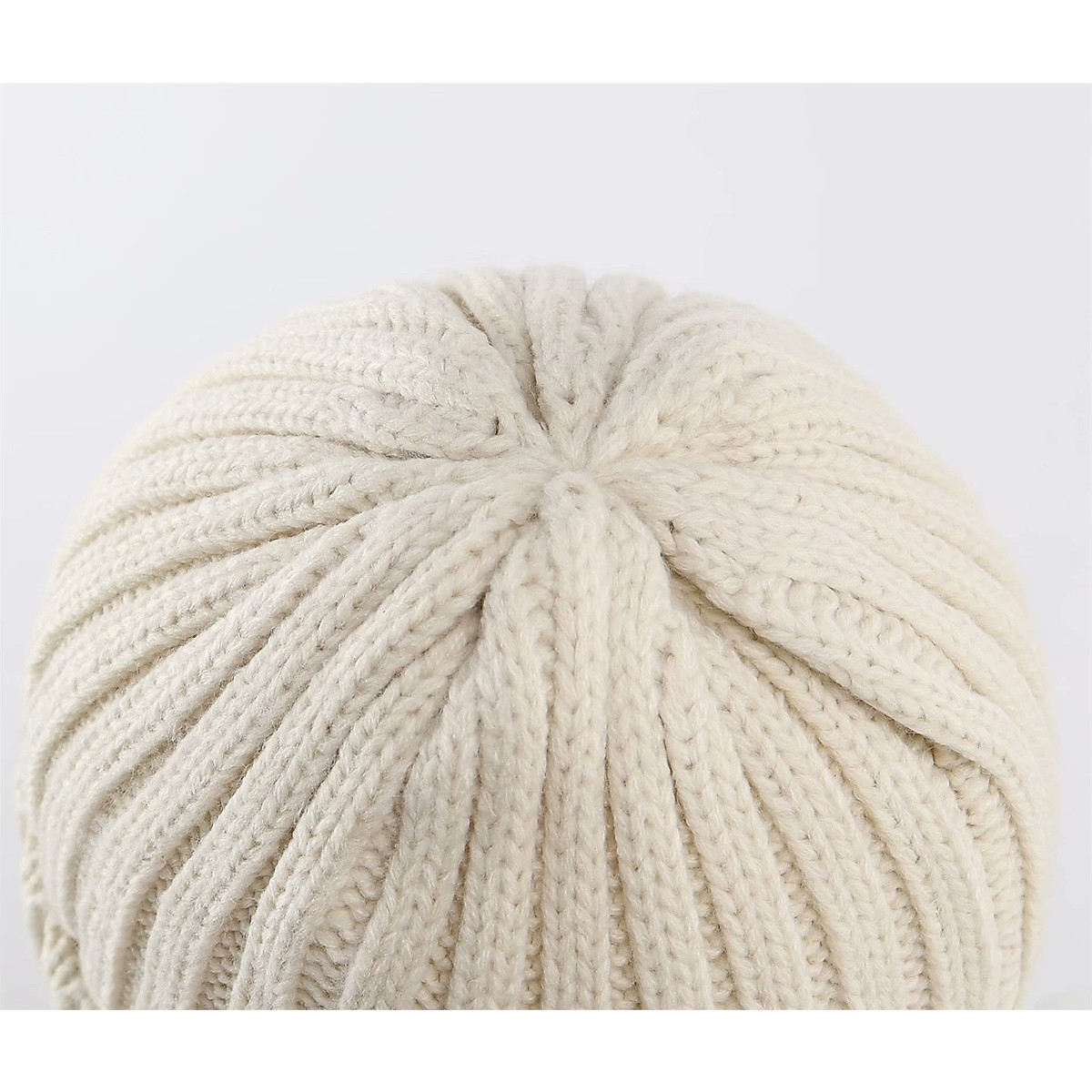 Connectyle Daily Ribbed Knit Winter Hat Slouch Fold Beanie for Women Stylish Plain Watch Cap Beige
