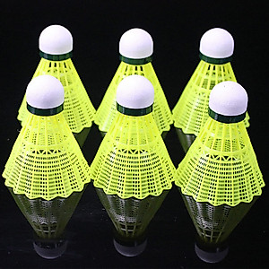 GoldAu Badminton Birdie 12 Pack Nylon Badminton Shuttlecocks Medium Speed Ball Heavy Duty Outdoor Indoor Team Sports Training School PE Home Amateur Professional (Yellowish-12PCS)