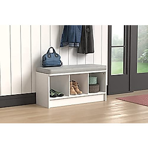 ClosetMaid 1631 Cubeicals 3-Cube Storage Bench, White with Gray Cushion