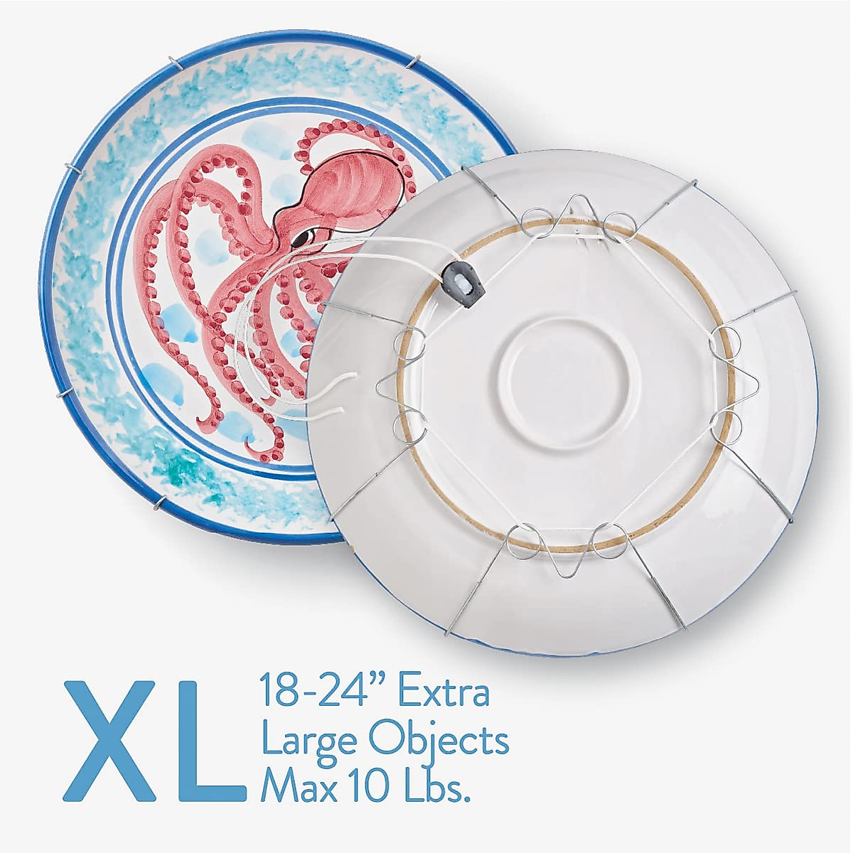 Display Buddie Extra-Large Adjustable Plate Hanger for Plates, Platters, Bowls & Oval, Square, Rectangular Objects Between 18-24" Overall and up to 10 lbs.