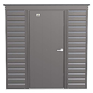 Arrow Select 6' x 4' Outdoor Lockable Steel Storage Shed Building, Charcoal