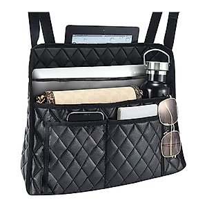 AICEL Car Handbag Purse Holder Between Seats, Auto Seat Leather Organizer Pocket, Front Seat Bag Box Storage for Cell Phone Document, Backseat Barrier for Kids Pet, Fits for Most Vehicles
