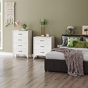 Panana 2/3/4 Drawer Dresser, Chest of Drawers Wooden Storage Dresser Cabinet Bedroom Furniture (White, 3 Drawer)