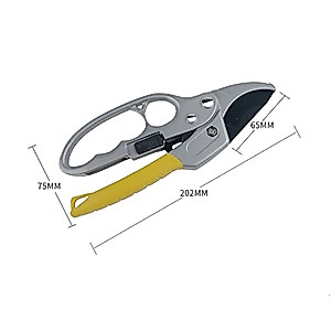 DAMOTEC Hand Pruner， Pruning Shear，(LZ-011Y)Garden clippers, snip scissors, ratchet pruning shears, work 3 times easier, gardening tools, sharp garden scissors, arthritis weak hand snips