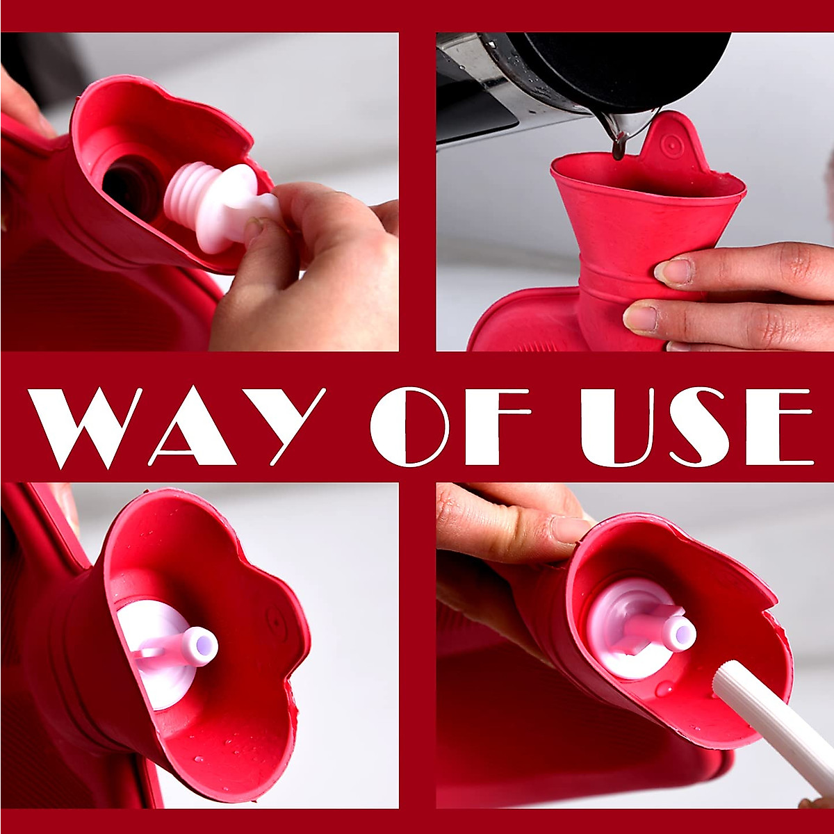 2 L Enema Bag ，Coffee Enema Bag Kit with 5.0 ft. Long Silicone Hose ,2 Multi-Size Reusable Tips, Controlable Water Flow Valve- Coffee, Shower, Douche & Home Adult Enema Kit（RED）