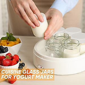 Baderke 16 pcs Clear Glass Jars with Plastic Lids for Yogurt Maker Reusable Glass Mason Jars Glass Canning Yogurt Container Yogurt Jars for Greek Yogurt Machine Jam Spices Herbs Food storage (6 oz)