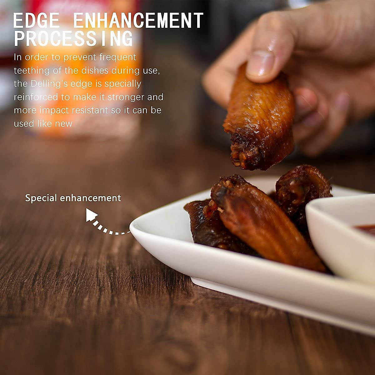 DELLING 16 inch Large Serving Platter Set & 8 Inch Rectangular serving Plates