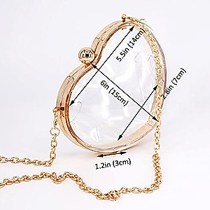 Rejolly Clear Acrylic Clutch Evening Purse Heart Shaped Bags for Women Transparent Novelty Small Mini Handbag Crossbody Bag