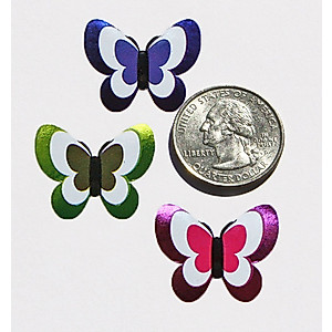 Royal Green Metallic Butterflies Stickers for Kids, Scrapbooking Sticker for Arts and Crafts - Permanent Adhesive - 120 Pack