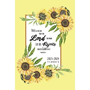 2023-2024 Pocket Calendar for Purse: 2 Yr Christian based 4x6 Planner with Monthly Calendars, Inspiring Bible Verses, Blank Lined Pages for Appointments, To Do’s, notes, Sunflowers, Rejoice