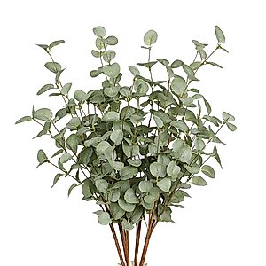 VGIA 6 Pcs Artificial Plants Eucalyptus Stems Eucalyptus Leaf Spray in Green Greenery Stems Silk Plastic Plants Floral for Home Party Wedding Decoration