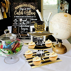 2023 Graduation Cupcake Stand for Graduation Party Decorations Supplies 3 Tier Class of 2023 Cardboard Dessert Stand for 24 Cupcake Toppers Picks