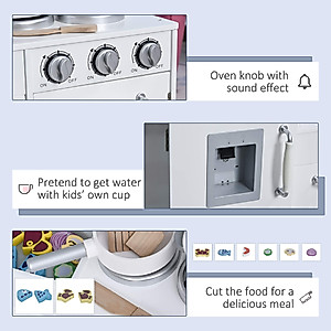 Qaba Large Kids Kitchen Playset with Telephone, Water Dispenser Simulation Cooking Set