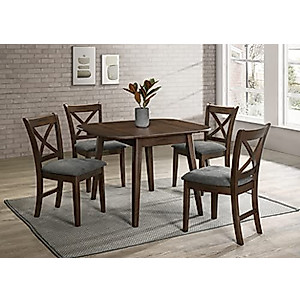 Liveasy Furniture 5-Piece Wood Extendable Dining Table Set with Drop Leaf Table and 4 Upholstered Chairs for Small Places (4 Seats)