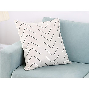 Set of 4Throw Pillow Covers Decorative 20x20 Inch for Couch, Large Black and White Square Outdoor Accent Pillows Cover Case for Bed Cushion and Living Room Farmhouse Decoration (Black0150)