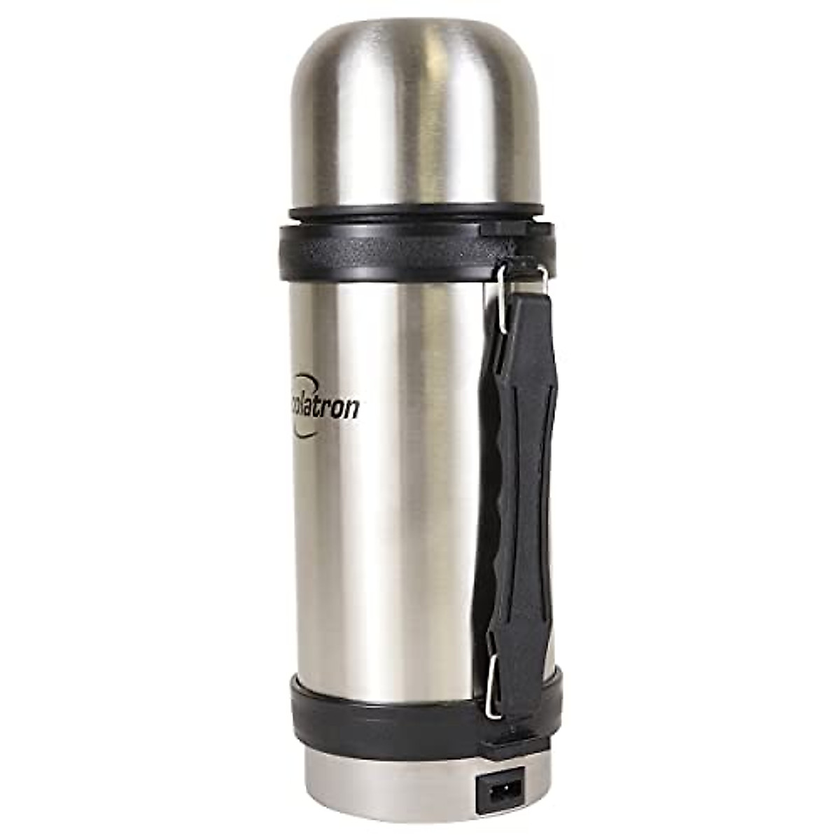 Koolatron 12V Insulated Vacuum Flask with Heater, 1L Silver and Black Stainless Steel, Push Button Dispenser, for Car, SUV, Truck, RV, Boat