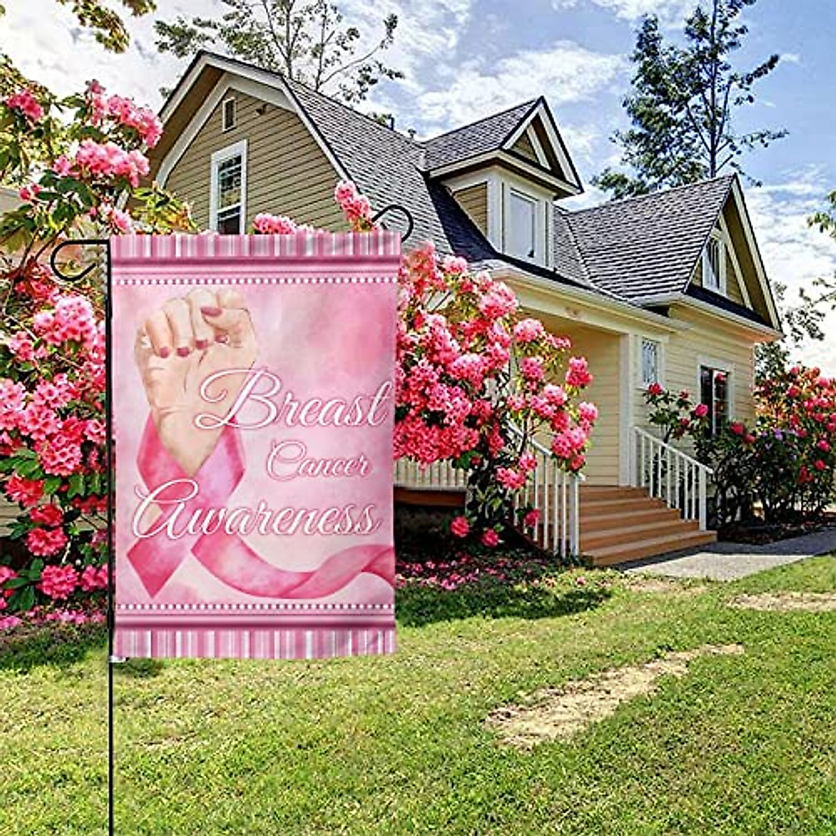 Pink Breast Cancer Garden Flag Hope Hope Faith Love Yard Flags 12 X 18inch Ribbon Flag Double Sides