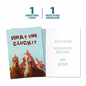 Tree-Free Greetings - Humorous Birthday Cards - Artful Designs - 1 Card + Matching Envelopes - Made in USA - 100% Recycled Paper - 5"x7" - What The Cluck (GO61212)