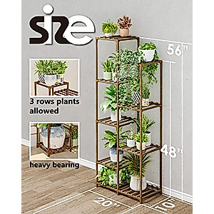 Bamworld Tall Plant Stand for Indoor Plants Outdoor Corner Plant Shelf Flower Stands for Living Room Balcony and Garden (9 pots)
