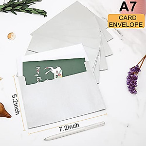 100 Pack Silver A7 Envelopes with 5 x 7 Card Envelopes Bulk Self Adhesive Seal Envelopes Invitation Envelopes for Weddings Invitations Birthday Baby Shower Metallic Silver Envelopes