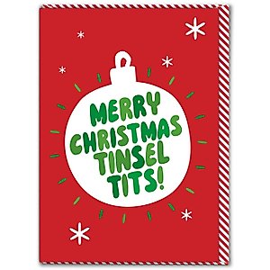 Brainbox Candy - Funny Christmas Card - 'Tinsel Tits' - Cheeky Xmas Cards - Festive Seasonal Humour Cards - For Him Her Men Women Friends Family - Merry Christmas