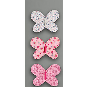 7 PCs Pink Embroidery Butterfly Nursery Crib Bedding Set 100% Cotton Baby Girl 3D Butterfly Themed Cot Bedding Set 1 Quilt, 1 Skirt, 1 Fitted Sheet, 1 Window Valance, 3 Butterfly Shaped Wall Decor