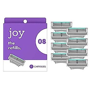 joy Womens Razor Blade Refills, 8 Count, Purple, Lubrastrip to Help Avoid Skin Irritation