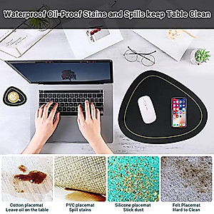 Placemats Double-Sided Leather Placemat Indoor Outdoor Table Mats Set of 6 with Coasters Heat Resistant Waterproof Oil-Proof Washable Wipeable Place Mats for Kitchen Dining Patio Table Decor