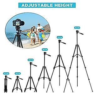 55" Phone Tripod, PHOPIK Aluminum Extendable Tripod Stand with Shutter, Carrying Bag, Compatible with iPhone/Android/Sport Camera Perfect for Video Recording/Selfies/Live Stream/Vlogging