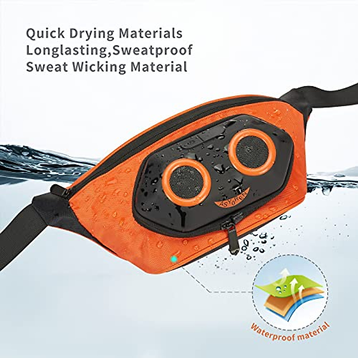 Fanny Pack with Bluetooth Speaker, Asyoren Portable Bluetooth Speakers, 10W Louder Volume, Crystal Clear Stereo Sound, Rich Bass, IPX7 Waterproof, Bluetooth 5.0, Wireless Speakers for Running, Sports