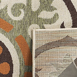 SAFAVIEH Veranda Collection Accent Rug - 2'7" x 5', Cream & Terracotta, Floral Design, Non-Shedding & Easy Care, Indoor/Outdoor & Washable-Ideal for Patio, Backyard, Mudroom (VER002-0715)