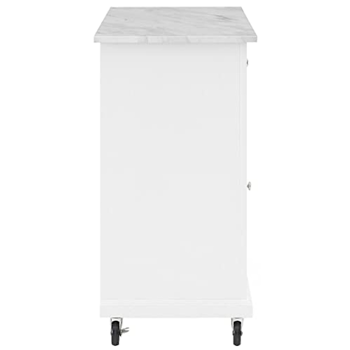 Crosley Furniture Avery Rolling Kitchen Island Storage Cart with Shelves, Microwave Stand, Coffee Bar, Distressed White