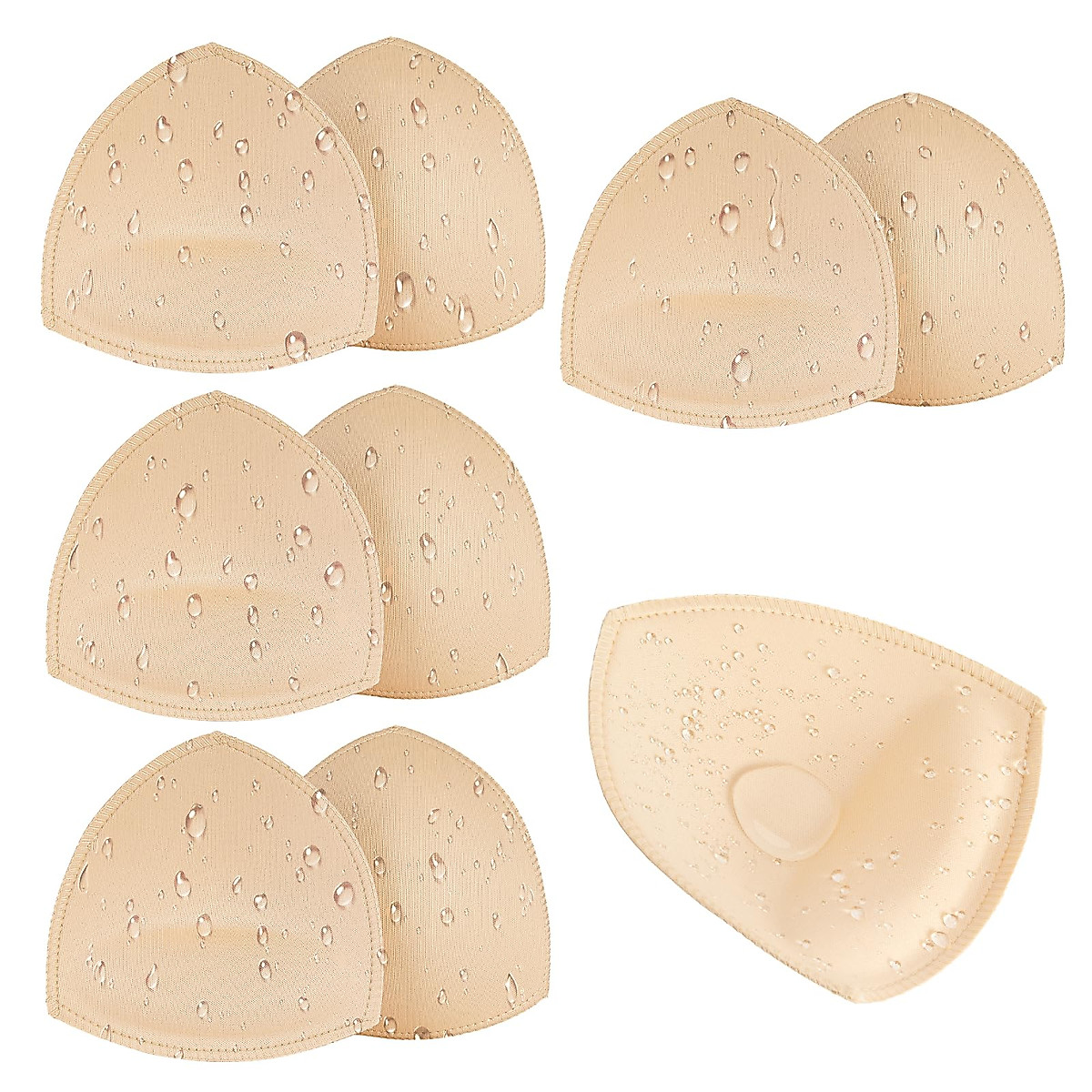 SERMICLE Waterproof Swimsuit Bra Pad Inserts 4 Pairs, Push up Bra Pads Sewn Padded for Bikini Sports Bra A/B or C/D,D/E Cup (A/B Cup, Waterproof Beige)